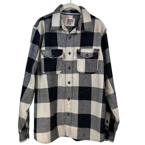 Levi's | Shirts | Levis Black Cream Shacket Buffalo Check Heavyweight ...
